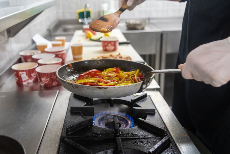 Cooking process in a pan stock photo. Image of cooked - 146060770