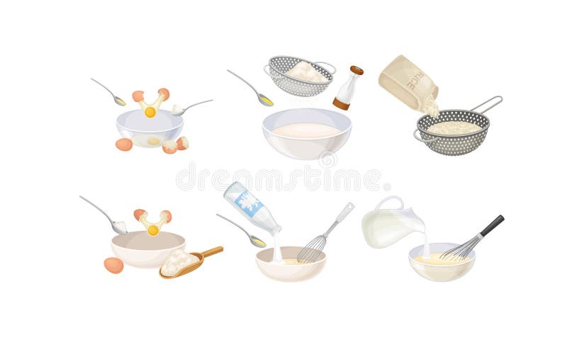 Cooking Process with Rice Sieving and Mixing Ingredients for Baking ...