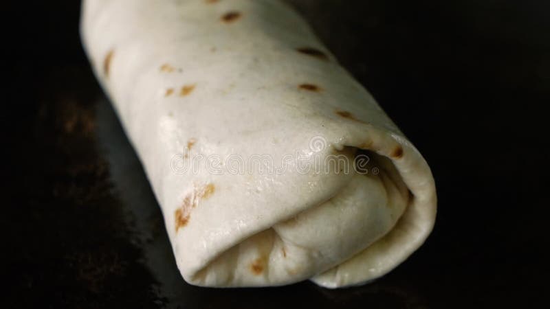 Cooking Process Traditional Mexican Burrito on the Grill Stock Footage ...