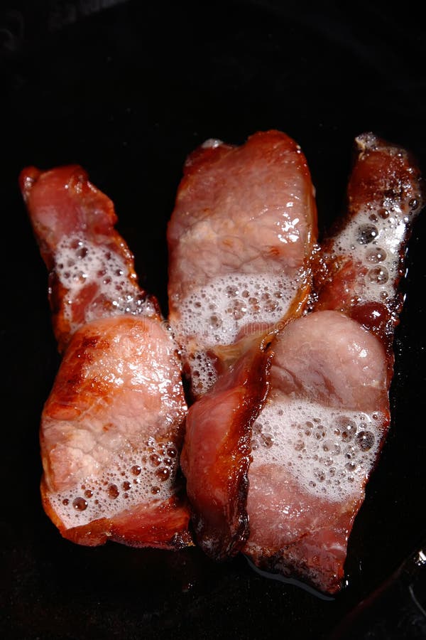 Cooking Rashers Bacon on a Pan Stock Photo - Image of topping, rashers ...
