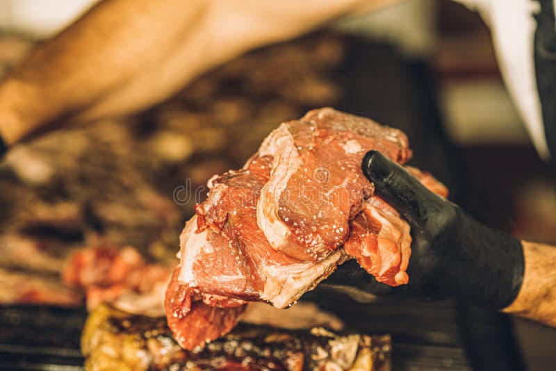 Cooking Raw Meat stock photo. Image of grill, tender - 224005836