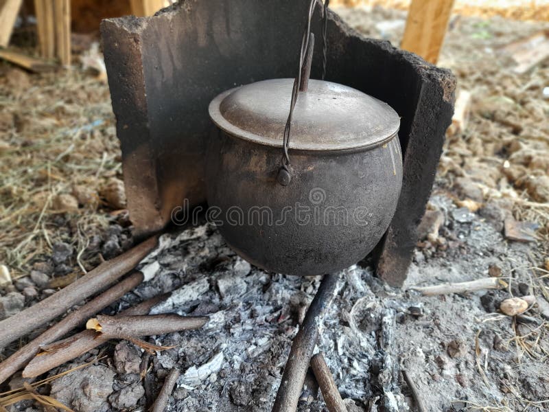 Cooking Rice with Firewood in the Garden Stock Photo - Image of wood ...