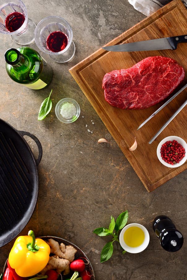 Cooking Romantic Dinner, View from Above on a Kitchen Table Stock Image ...