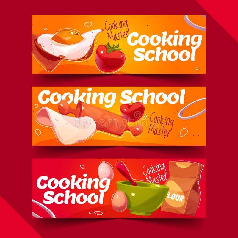 Cooking School Banner Vector Design Stock Vector - Illustration of ...