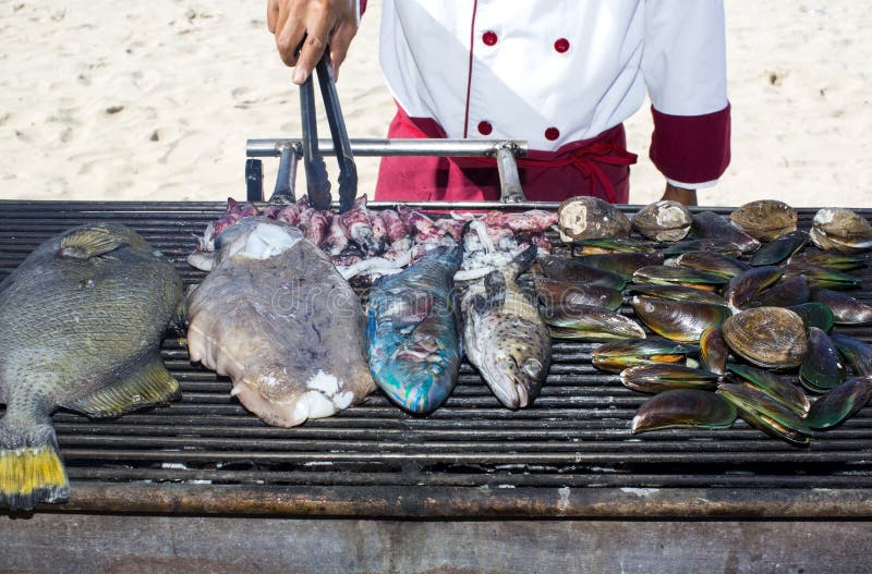 Cooking Seafood on the Grill Stock Photo - Image of marine, claw: 67370054