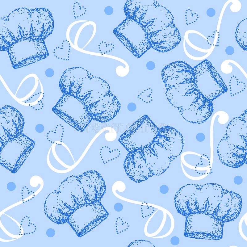 Cooking Seamless Pattern with Chef Hat Stock Vector - Illustration of ...