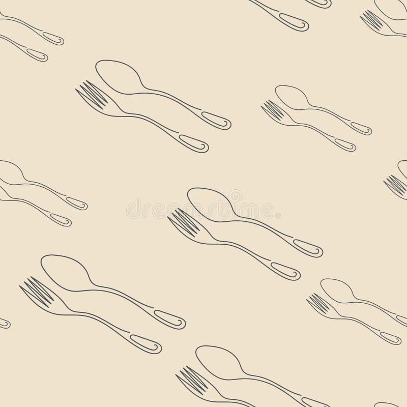 Cooking Seamless Pattern. Contour Cutlery Background. Line Art ...