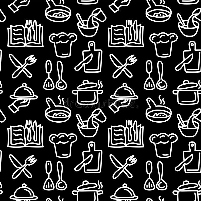 Cooking seamless pattern stock illustration. Illustration of icons ...
