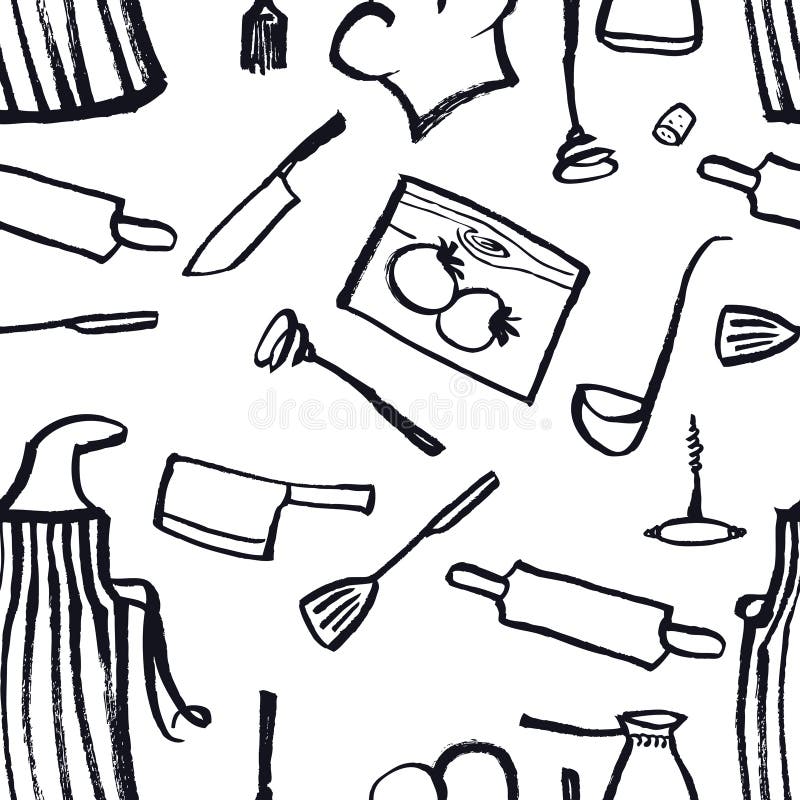 Cooking Seamless Pattern with Chef Hat Stock Vector - Illustration of ...