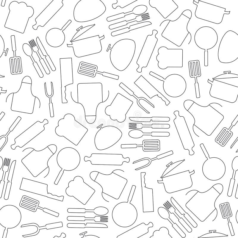 Cooking Seamless Pattern with Chef Hat Stock Vector - Illustration of ...