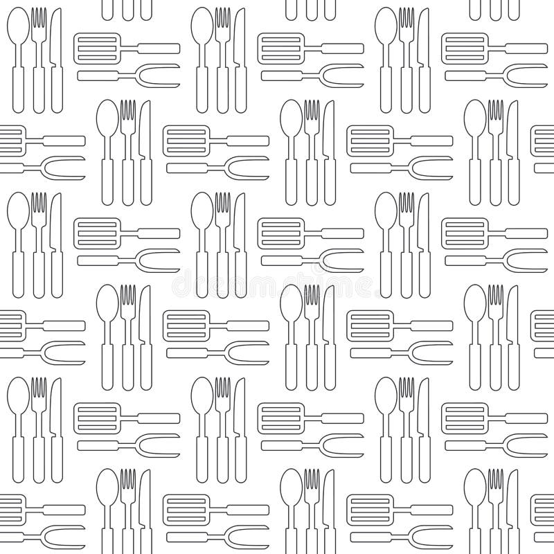 Cooking Seamless Pattern. Kitchen Utensils Vector. Stock Vector - Illustration of graphic ...