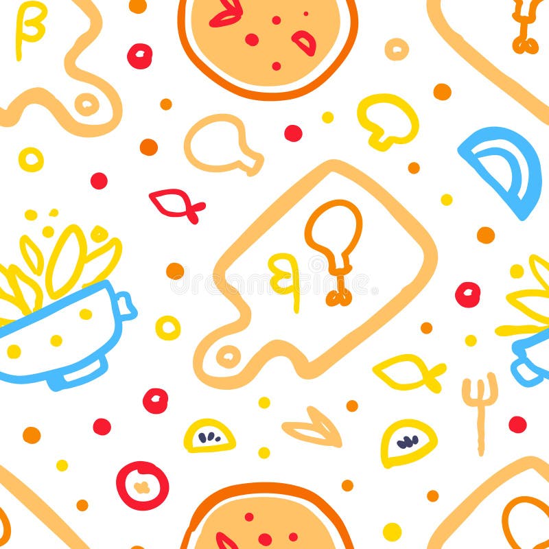 Cooking Seamless Pattern, Kitchenware Utensils and Cooking Ingredients ...