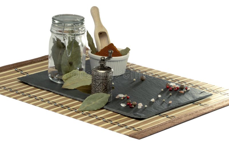 Cooking and Seasoning Spices on Slate Stock Photo - Image of grind ...