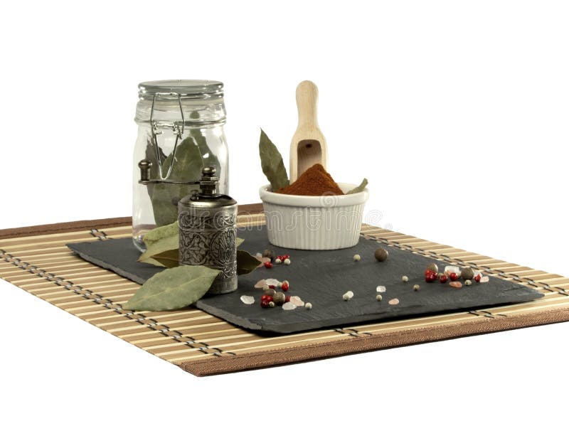 Cooking and Seasoning Spices on Slate Stock Image - Image of mill ...