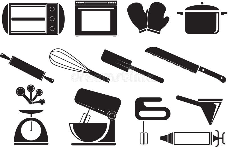 Baking Tool Icons Set stock vector. Illustration of baked - 41286798
