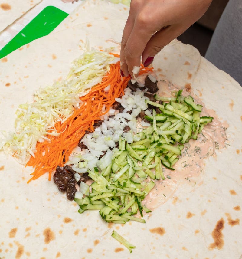 Cooking Shawarma in the Kitchen in the House Stock Photo - Image of ...