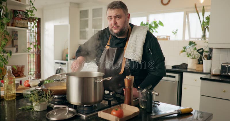 Cooking, Show and Live Streaming with Man in Kitchen for Culinary ...