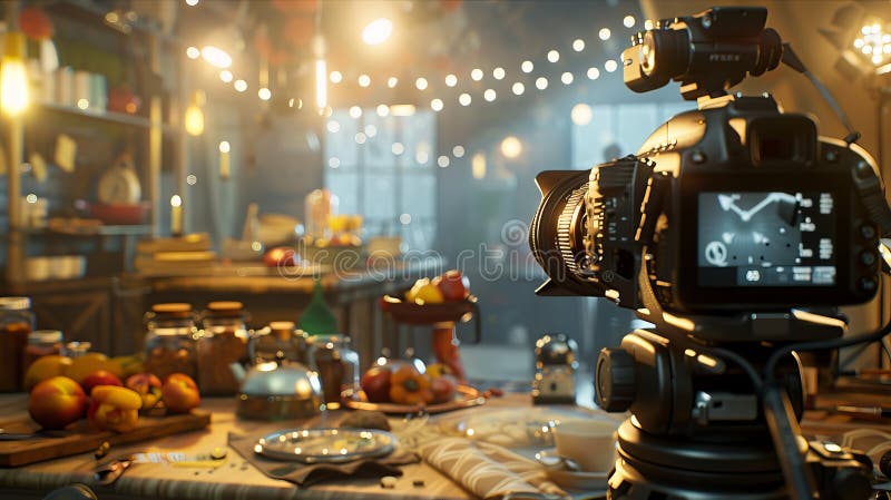 Cooking Show Set with Cameras and Lights Stock Illustration ...
