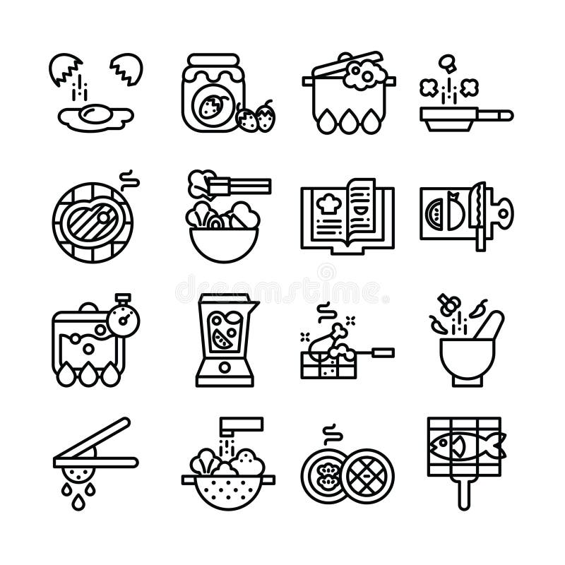 Cooking icon set stock vector. Illustration of font - 275399260