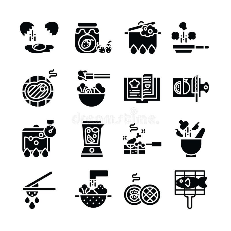 Cooking icon set stock vector. Illustration of font - 275399476