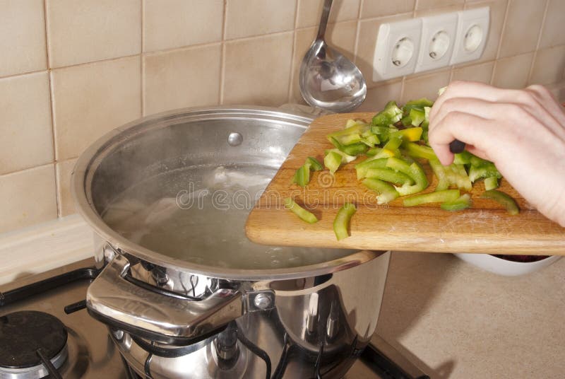 Cooking of soup stock photo. Image of utensil, preparation - 12598086