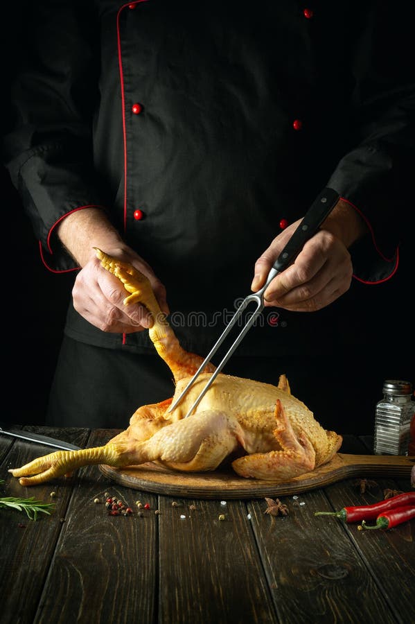 Cooking Southern Fried Chicken in the Restaurant Kitchen by the Chef ...