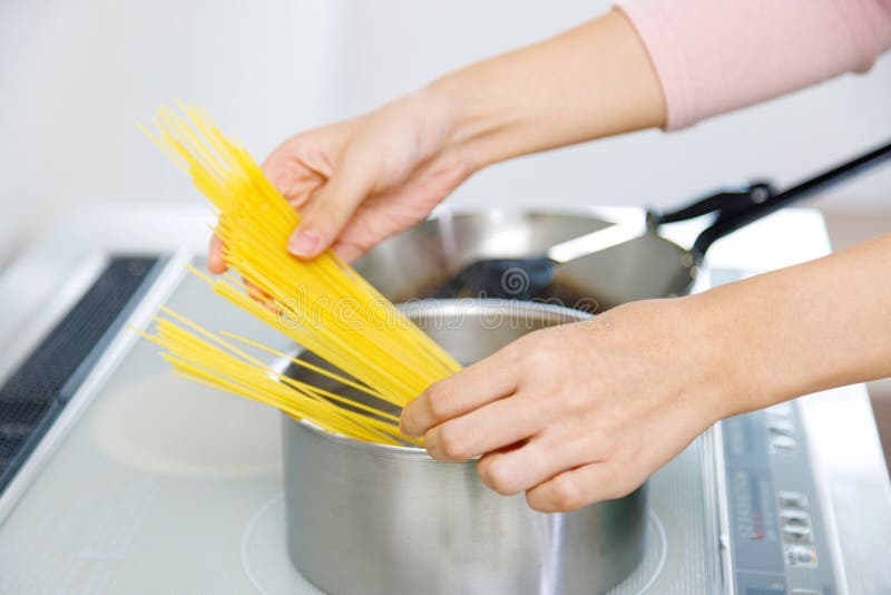 Cooking Spaghetti in the Kitchen Stock Image - Image of sink ...