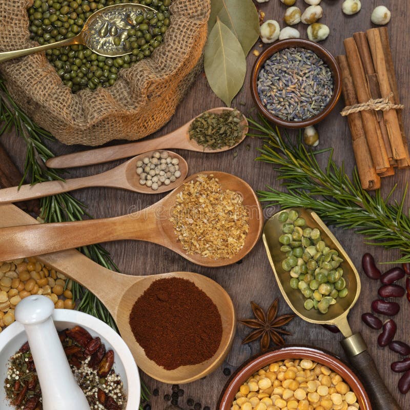 Cooking Spices, Beans and Herbs Stock Photo - Image of powder, herbs ...