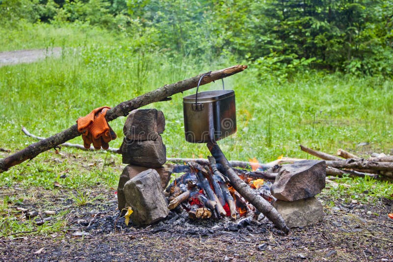 Cooking at the stake stock photo. Image of diet, bonfire - 90060828