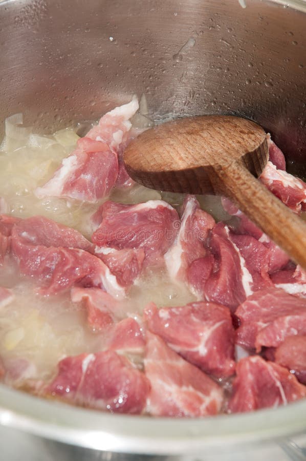 Cooking Stew with Meat and Onions Stock Photo - Image of cooking, fresh ...