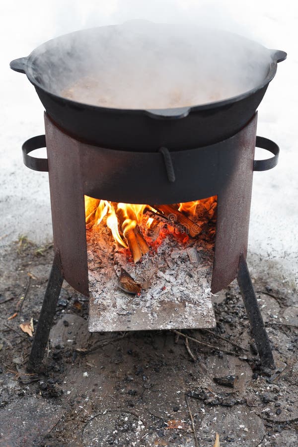 Cooking Stew on Outdoor Mobile Brazier Stock Image - Image of oven ...