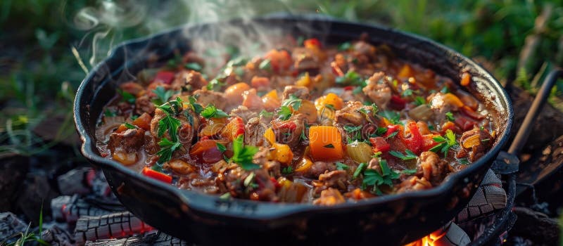Cooking Stew Over Campfire stock image. Image of stew - 310355695
