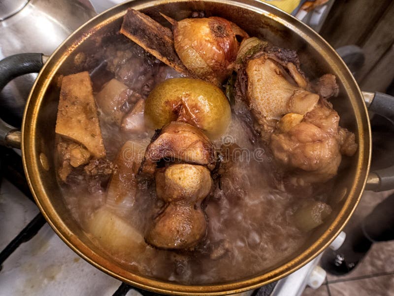 Cooking on the Stove. Beautiful View from Above. Stock Photo - Image of ...