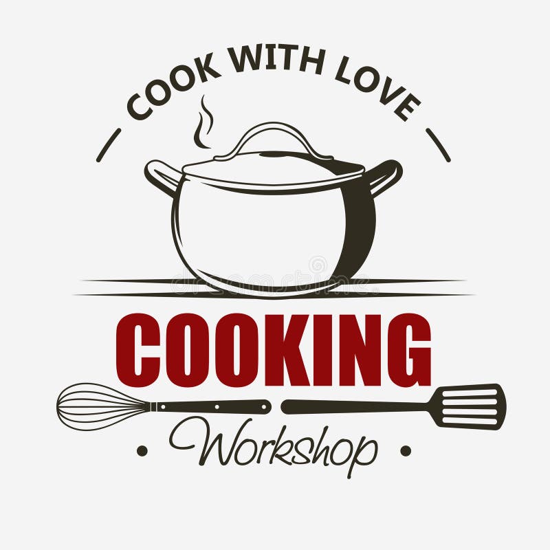 Cooking Symbol, Emblem Set, Saucepan Cook and Food Masterclass Labels ...
