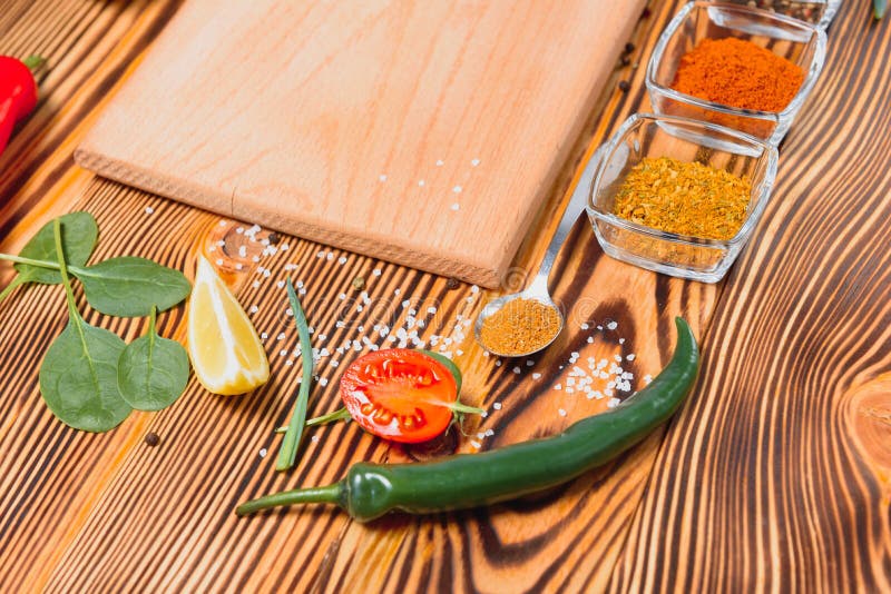 Cooking Table. Background with Spices and Vegetables. Top View Stock ...