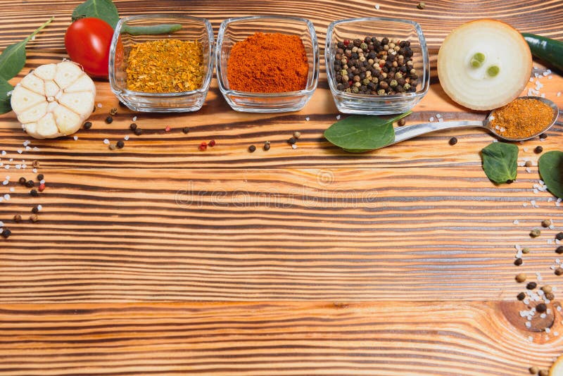 Cooking Table. Background with Spices and Vegetables. Top View Stock ...