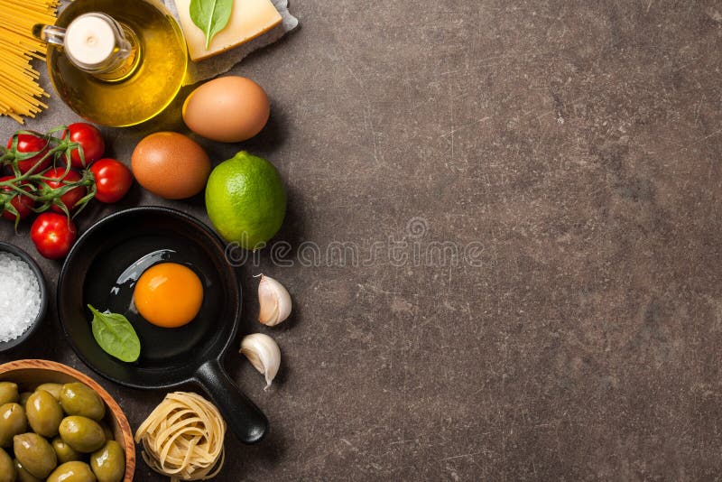 Cooking Table with Ingredients Stock Photo - Image of ingredient, salt ...