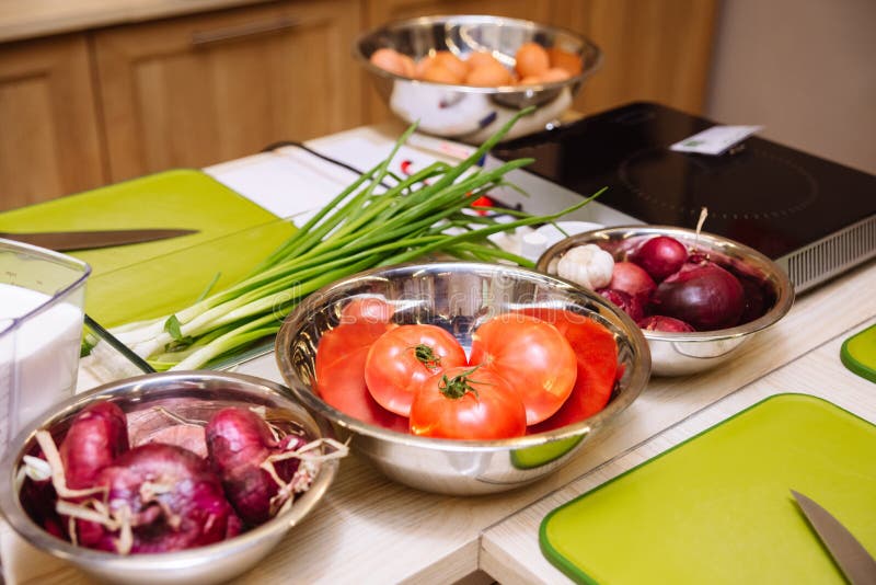 Cooking Tables Working Stations Prepared before the Cooking Master ...