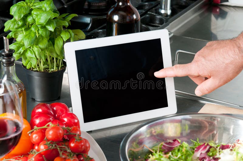 Cooking and Computer Laptop Concept Stock Photo - Image of indoors ...