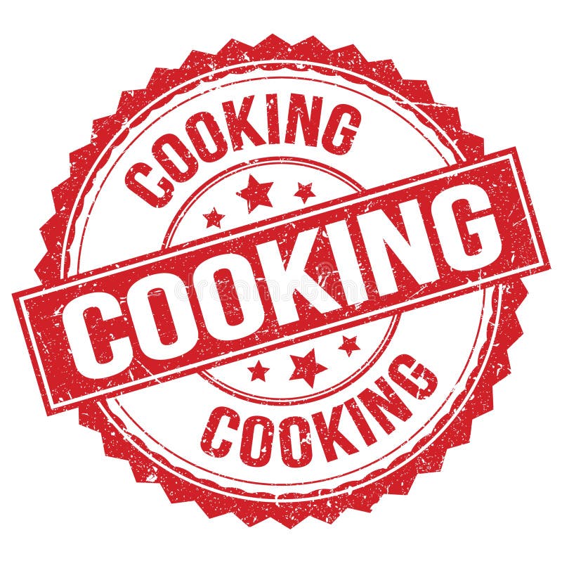 COOKING Text on Red Round Stamp Sign Stock Illustration - Illustration ...
