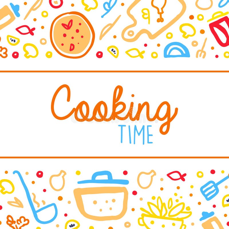 Cooking Time Banner, Culinary School, Cooking Class Poster, Card with ...