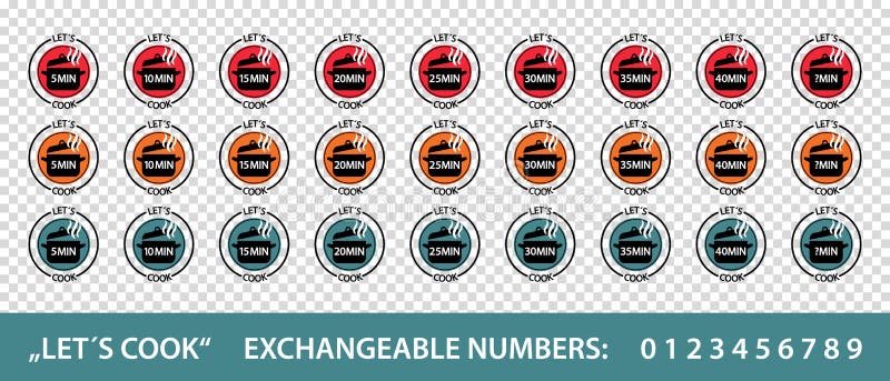 Cooking Time Button Set - Minutes 5-40 with Exchangeable Numbers ...