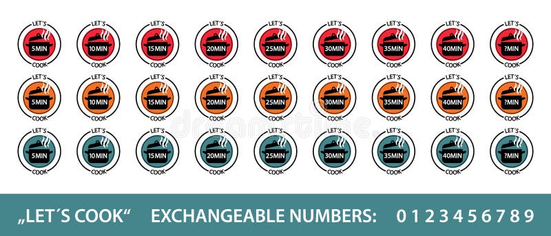 Cooking Time Button Set - Minutes 5-40 with Exchangeable Numbers ...