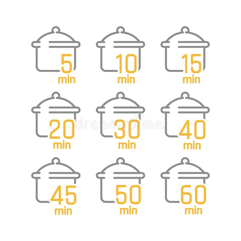 Cooking Time Line Vector Icons Stock Vector - Illustration of ...