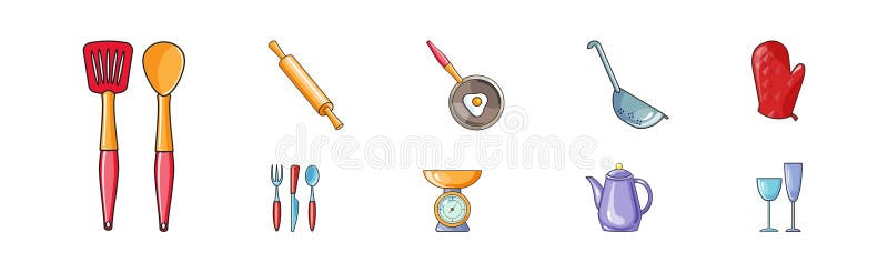 Cooking Tool and Kitchenware for Culinary Use Vector Set Stock ...
