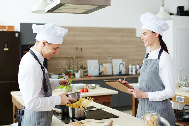 Cooking trainees stock image. Image of service, happy - 118629341