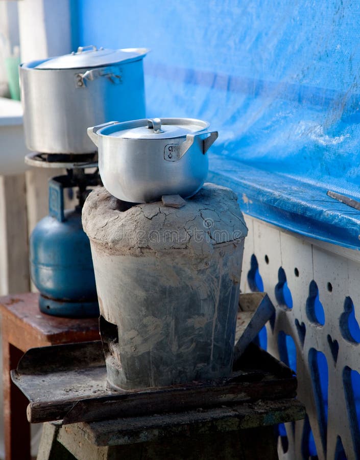 Cooking Using Old Equipment Stock Image - Image of house, dishware ...