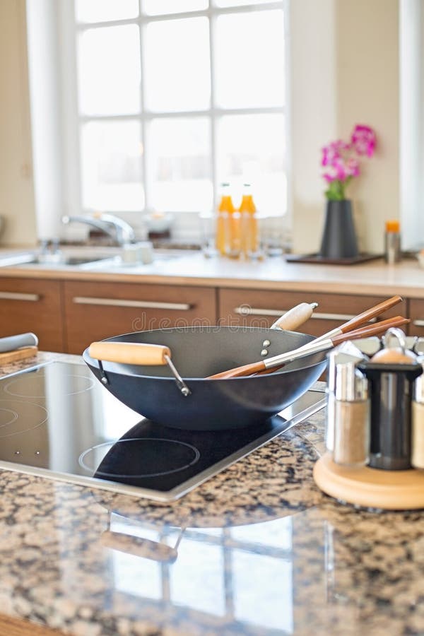 Cooking Utensils on Stove in Kitchen Stock Image - Image of stove ...