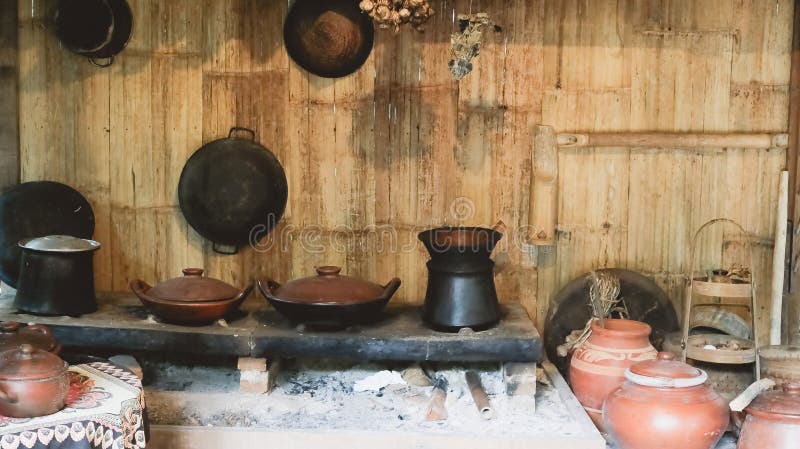 Cooking Utensils in a Traditional Village Kitchen. Stock Image - Image ...
