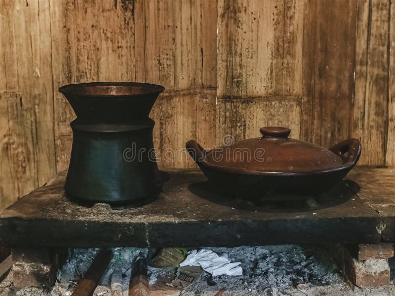 Cooking Utensils in a Traditional Village Kitchen. Stock Image - Image ...